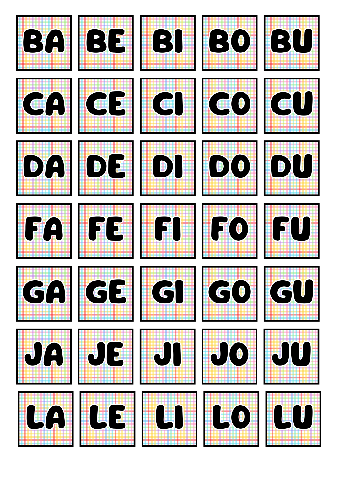 BINGO DAS SÍLABAS SIMPLES – Arrisque e Rabisque