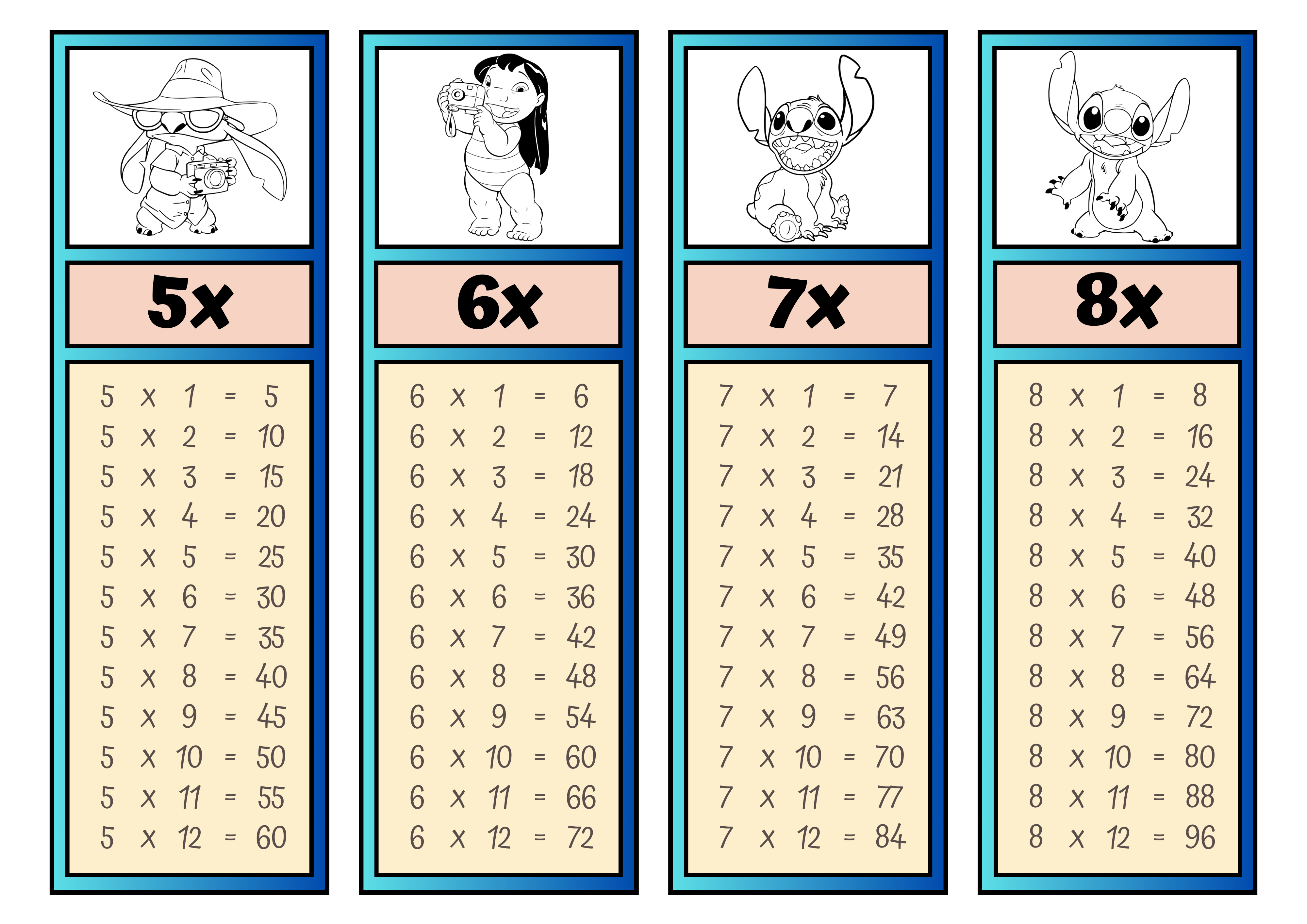 TABUADA DA MULTIPLICAÇÃO – STITCH – Arrisque e Rabisque