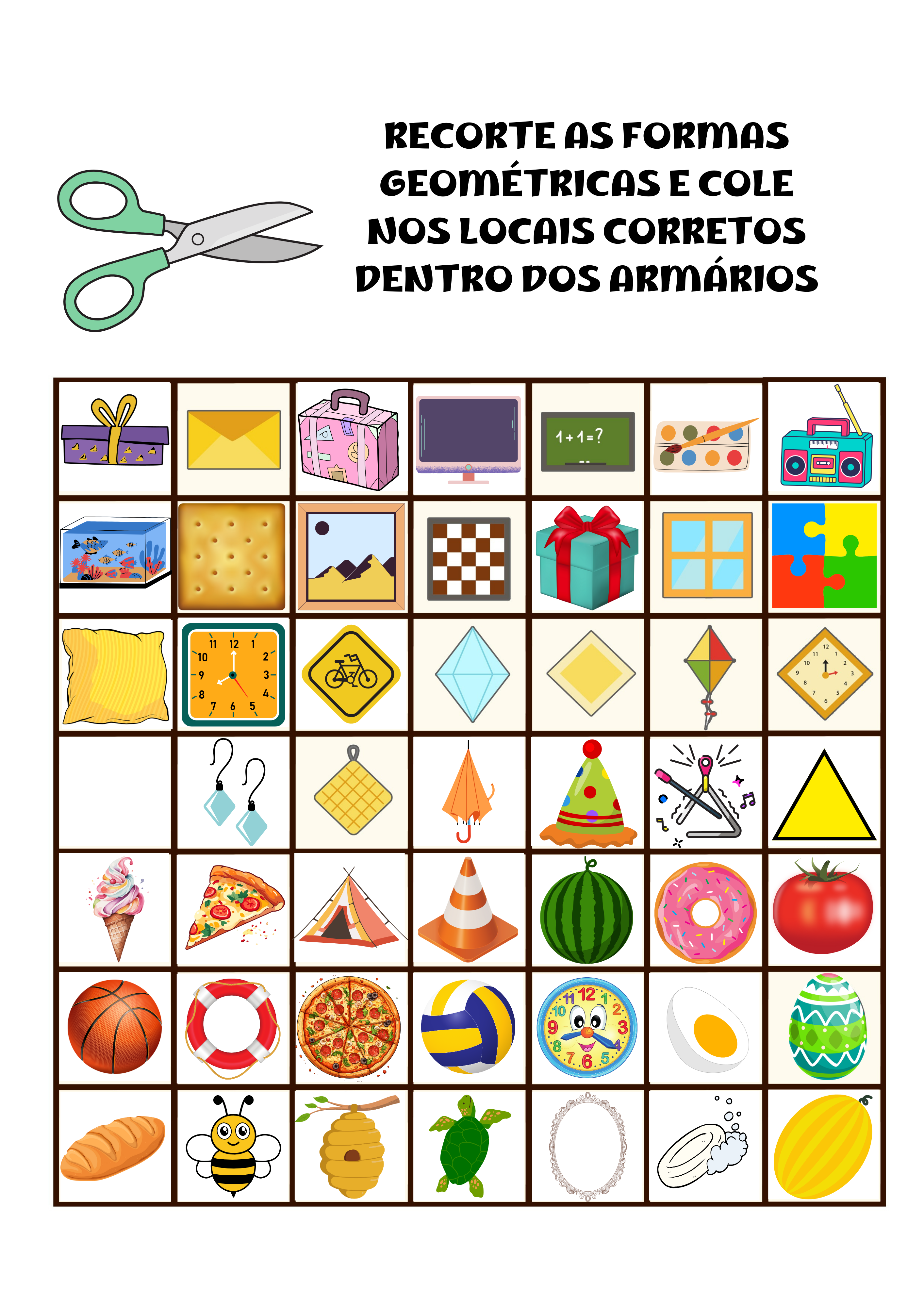 RECORTE E COLE FORMAS GEOMÉTRICAS – GRATUITO – Arrisque e Rabisque