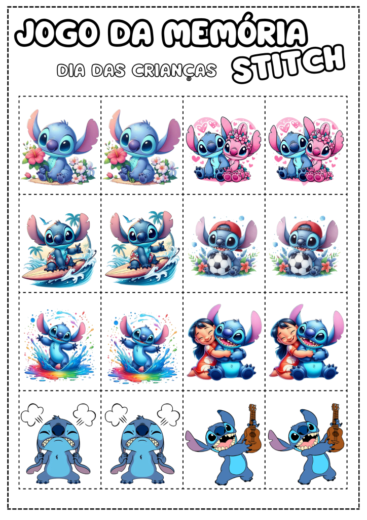 Jogo Da Memória E Quebra Cabeça Stitch Arrisque E Rabisque